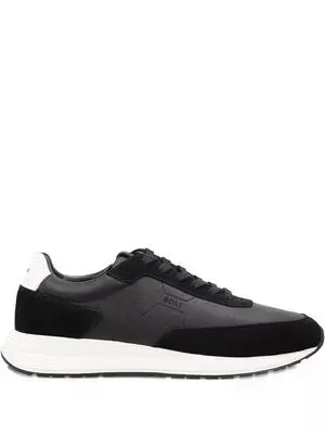BOSS Panelled Leather Sneakers - Black