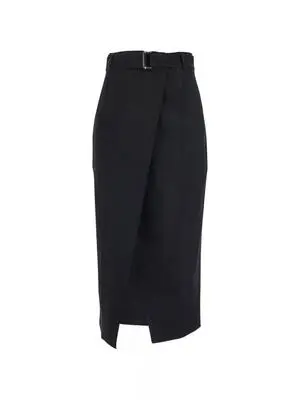 TELA Belted Wrap Midi Skirt - Black