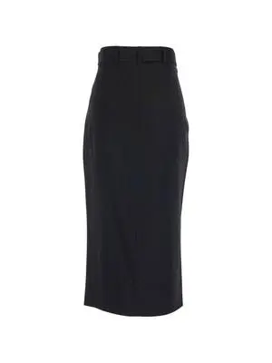 TELA Belted Wrap Midi Skirt - Black