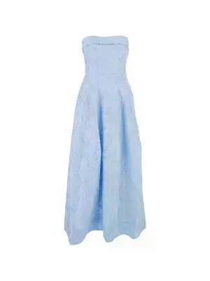Simkhai Valeria Floral-jacquard Strapless Midi Dress - Blue