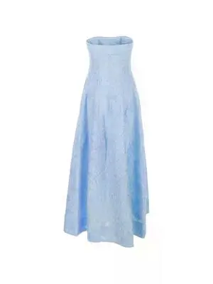 Simkhai Valeria Floral-jacquard Strapless Midi Dress - Blue