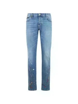 Philipp Plein Paint-splatter-detail Straight Jeans - Blue
