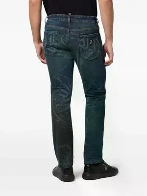 Philipp Plein Printed Straight-leg Jeans - Blue