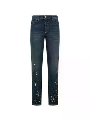 Philipp Plein Straight-leg Paint-detail Jeans - Blue