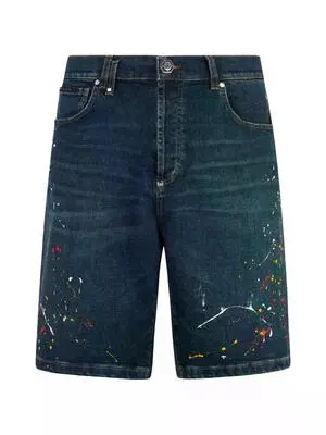 Philipp Plein Paint-splatter-effect Denim Shorts - Blue