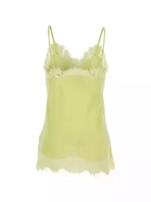 Gold Hawk Lace-trimmed Sleeveless Top - Yellow