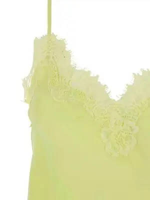 Gold Hawk Lace-trimmed Sleeveless Top - Yellow