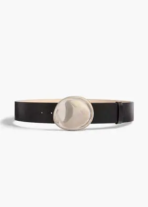 Khaite Keefe Belt In Leather With Silver - Black