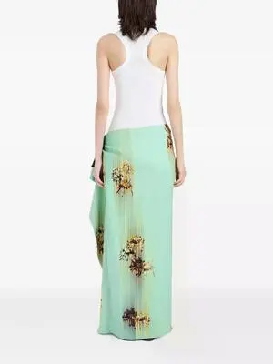 Proenza Schouler Cella Printed Maxi Skirt - Green
