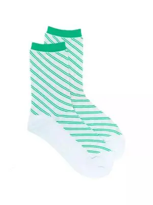 Issey Miyake Striped Trim Socks - White