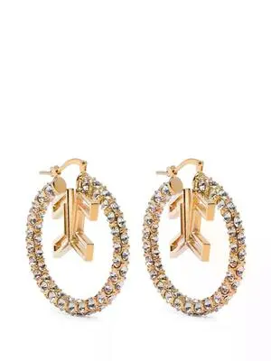 Elisabetta Franchi Logo-detail Embellished Earrings - Gold