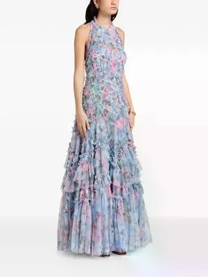 NEEDLE & THREAD Ruffled Floral-print Maxi Dress