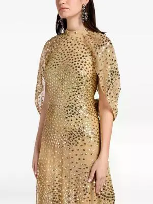 NEEDLE & THREAD Sequin-embellished Midi Dress - Neutrals