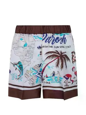 P.a.r.o.s.h Printed Elasticated Short - White