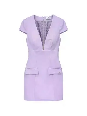Elisabetta Franchi V-neck Flap-pocket Mini Dress - Purple