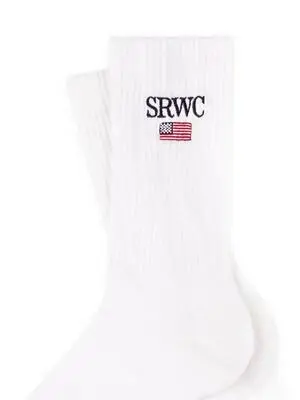 SPORTY & RICH Ribbed Logo Socks
