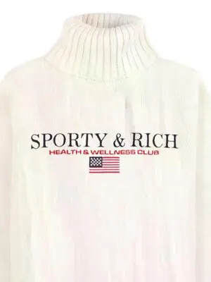 Sporty & Rich Roll Neck Flag Jumper - Neutrals