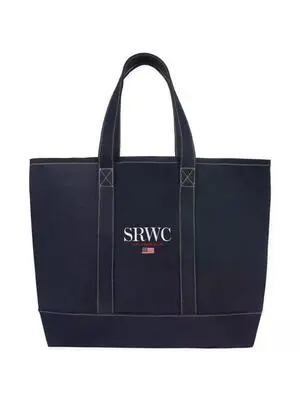 SPORTY & RICH Logo Graphic Tote Bag - Blue