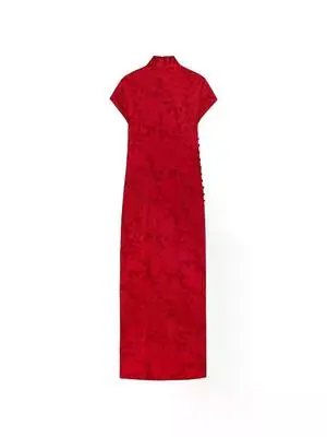 Shanghai Tang Floral Print Dress - Red