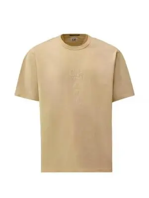 C.P. COMPANY Mercerized Jersey 30/2 Twisted Short-sleeve Logo T-shirt Neutrals