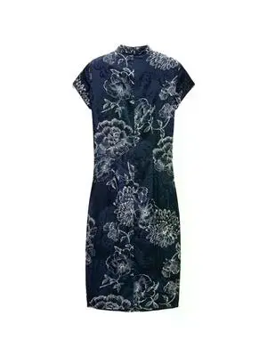 Shanghai Tang Floral Print Qipao Dress