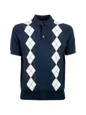 PAOLO PECORA Argyle-pattern Short-sleeves Polo Shirt