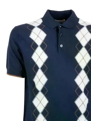 PAOLO PECORA Argyle-pattern Short-sleeves Polo Shirt