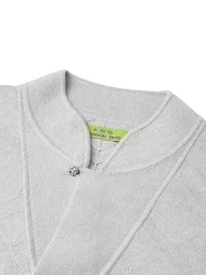 Shanghai Tang V-neck Patterned Sweater - Grey
