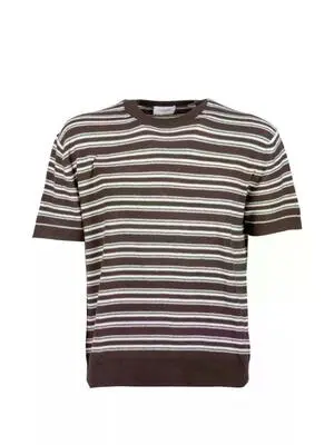 PAOLO PECORA Striped T-shirt - Brown