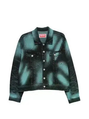 Kenzo Stained-effect Denim Jacket - Green