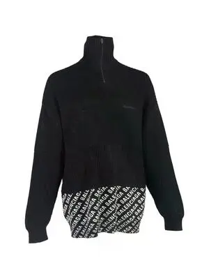 Balenciaga Panelled Half-zip Sweater - Black