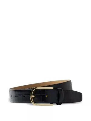SELECTED Croc-Effect Buckle Belt