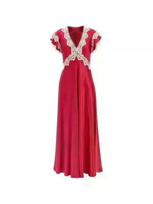 Alberta Ferretti V-neck Dress - Red