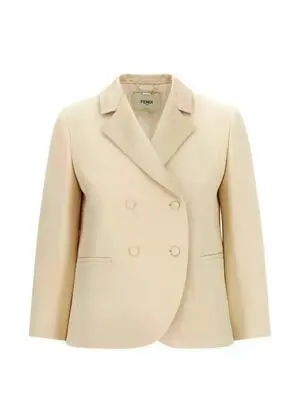 Fendi Double-breasted Silk-lapel Blazer - Neutrals
