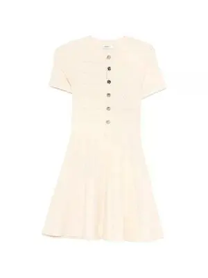 Sandro Button Knitted Mini Dress - Neutrals