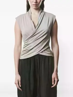 THOM KROM Surplice Sleeveless T-shirt - Neutrals