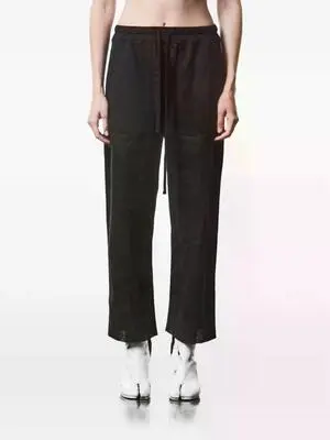 THOM KROM Drawstring Patch Cotton Trousers - Black