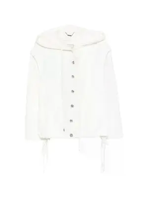 Blumarine Hooded Bouclé Jacket - White