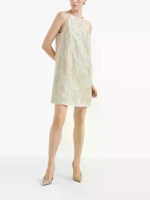 Brunello Cucinelli Techno Cotton Poplin Mini Dress With Dazzling Seabed Embroidery - Neutrals