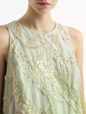 Brunello Cucinelli Techno Cotton Poplin Mini Dress With Dazzling Seabed Embroidery - Neutrals