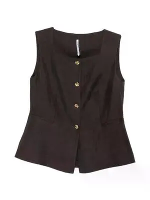 Liviana Conti Button Front Gilet - Brown