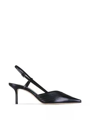 JIMMY CHOO Afia Ruched Slingback Pumps - Black