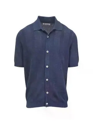 Brunello Cucinelli Ribbed Polo Shirt - Blue