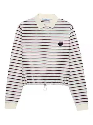 Prada Logo-plaque Striped Polo Shirt