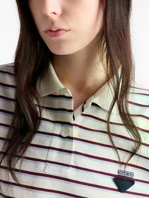 Prada Logo-plaque Striped Polo Shirt