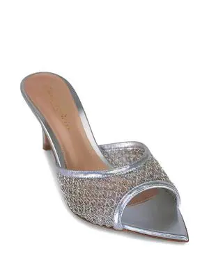 GIANVITO ROSSI Dorotea Mesh Sandals - Silver
