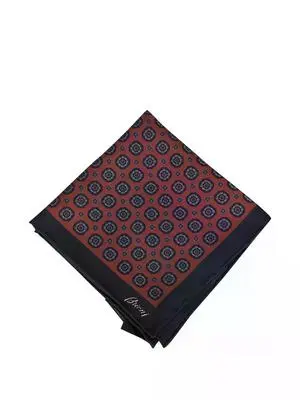 Brioni Geometric-pattern Pocket Square - Brown