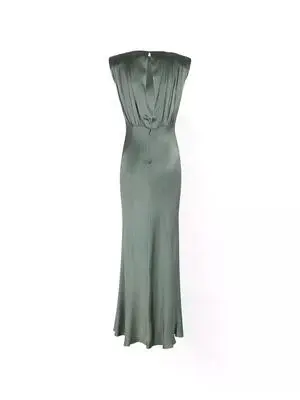 SEMICOUTURE Draped Detail Maxi Dress - Green