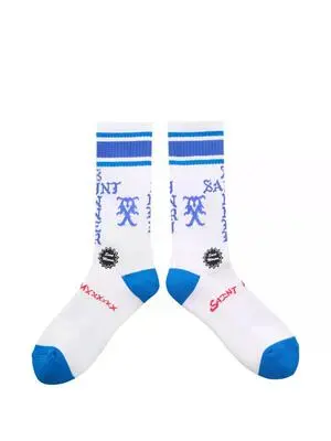 SAINT MXXXXXX Striped Crew Socks - White