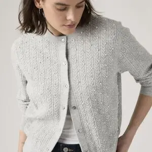 LEVI'S Supersoft Crewneck Cardigan - Light Heather Grey